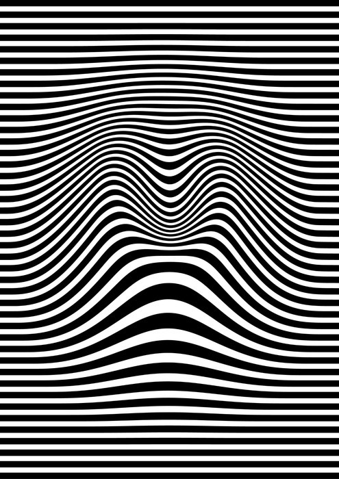 Adesivo Op arte astratta disegno geometrico illustrazione in bianco e ...