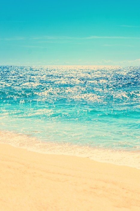 Fototapet Sommarstrand och mjukvåg bakgrund. sand och hav. tropisk ...