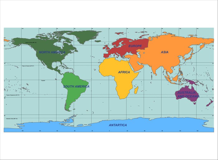 Vinilo Pixerstick Mapa detallado del mundo con los nombres de los ...