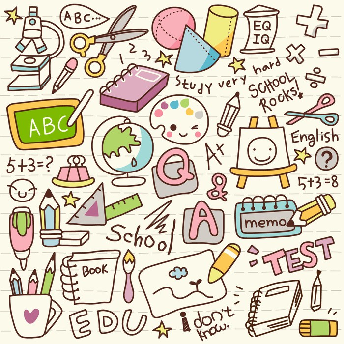 Cute Doodle Back to School Wall Mural • Pixers® • We live to change