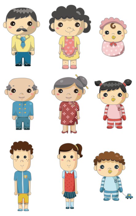 cartoon family icon Wall Mural • Pixers® • We live to change