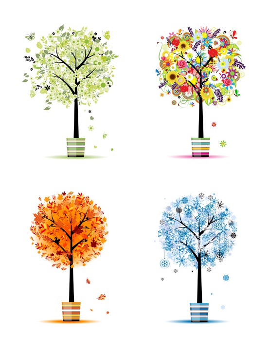 Tableau sur Toile Quatre saisons - printemps, été, automne, hiver. Art ...