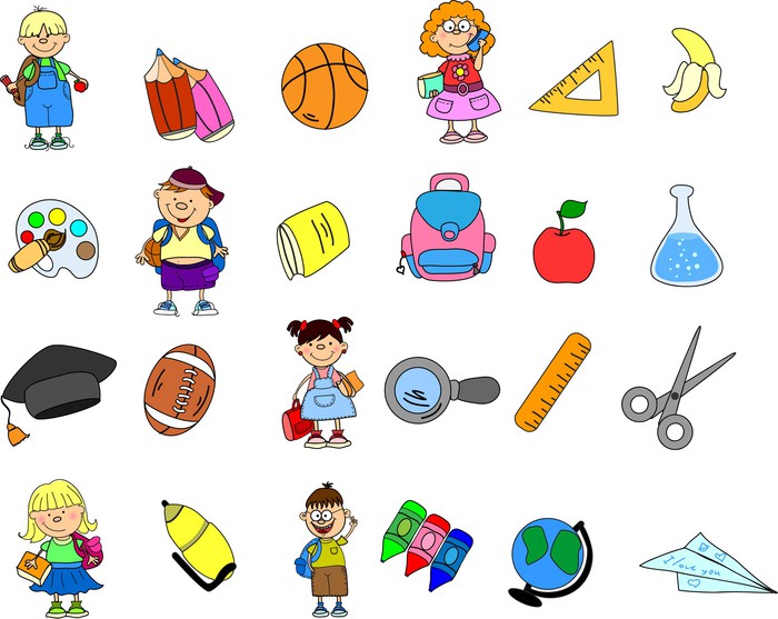 Fotomural Colegiales y colegialas lindo, elementos escolares • Pixers ...