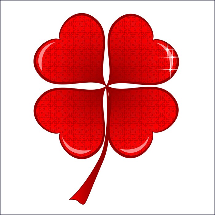 Papier Peint à Motifs Trèfle chanceux de coeur rouge, isolé sur fond ...