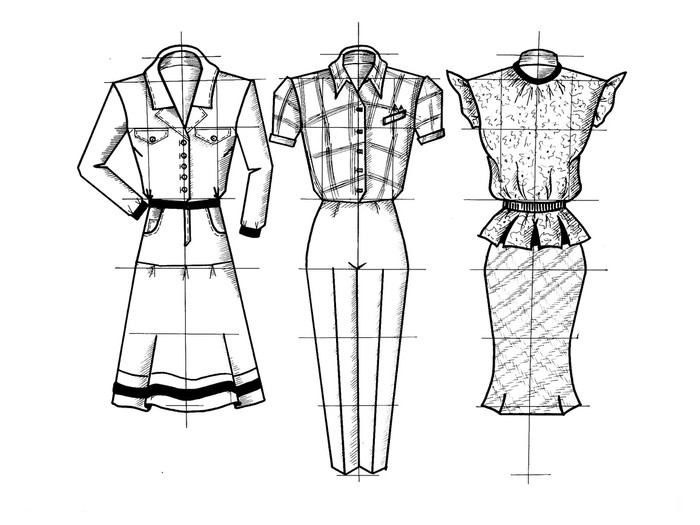 Poster Trois dessins de vêtements • Pixers® - Nous vivons pour changer