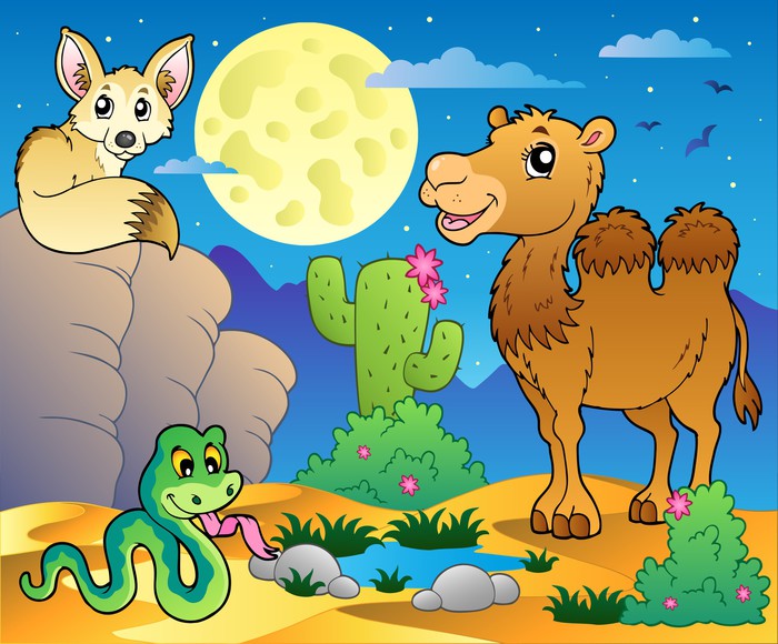 Vinilo Pixerstick Desierto Escena Con Varios Animales 3 Pixers