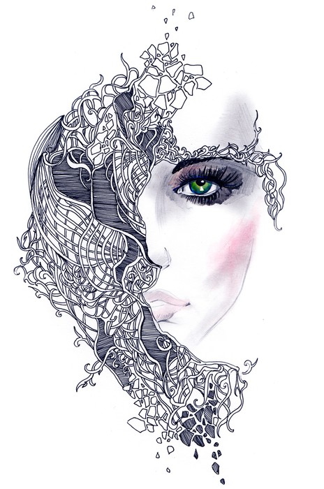 abstract woman face Wall Mural • Pixers® • We live to change