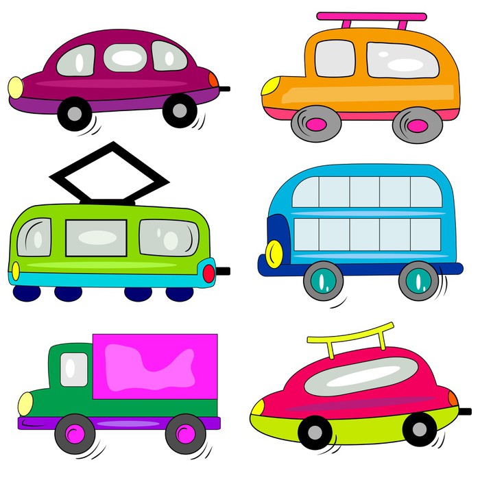 Fotomural Iconos autos del coche de dibujos animados conjunto ...