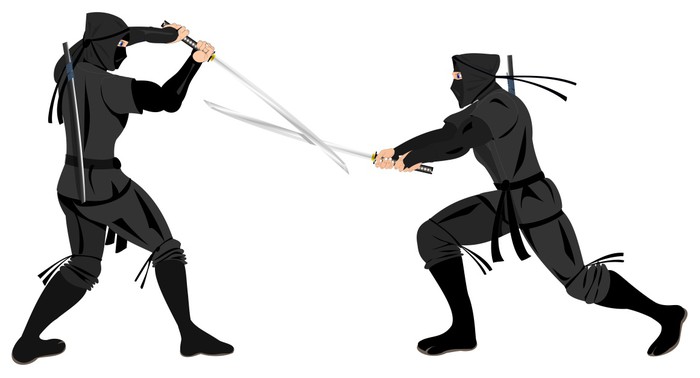 two ninjas fighting with katana Sticker • Pixers® • We live to change