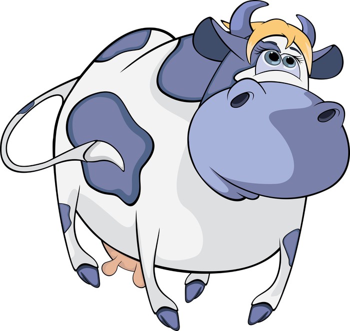 Vinilo Pixerstick Vaca azul Feliz. Dibujos animados • Pixers® - Vivimos ...