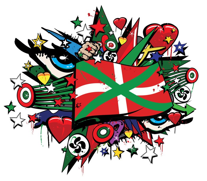 Tableau sur Toile Drapeau Pays Basque Euskadi Ikurrina pop art graffiti ...