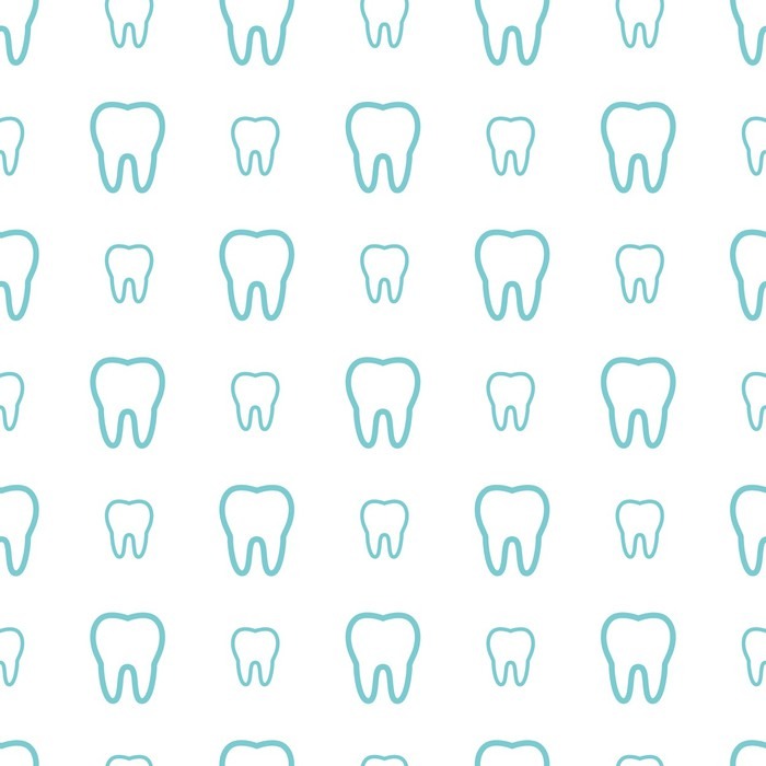 Teeth on white background. Vector dental seamless pattern. Wall Mural ...