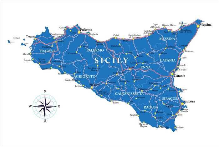 Carta da Parati Sicilia mappa • Pixers® - Viviamo per il cambiamento